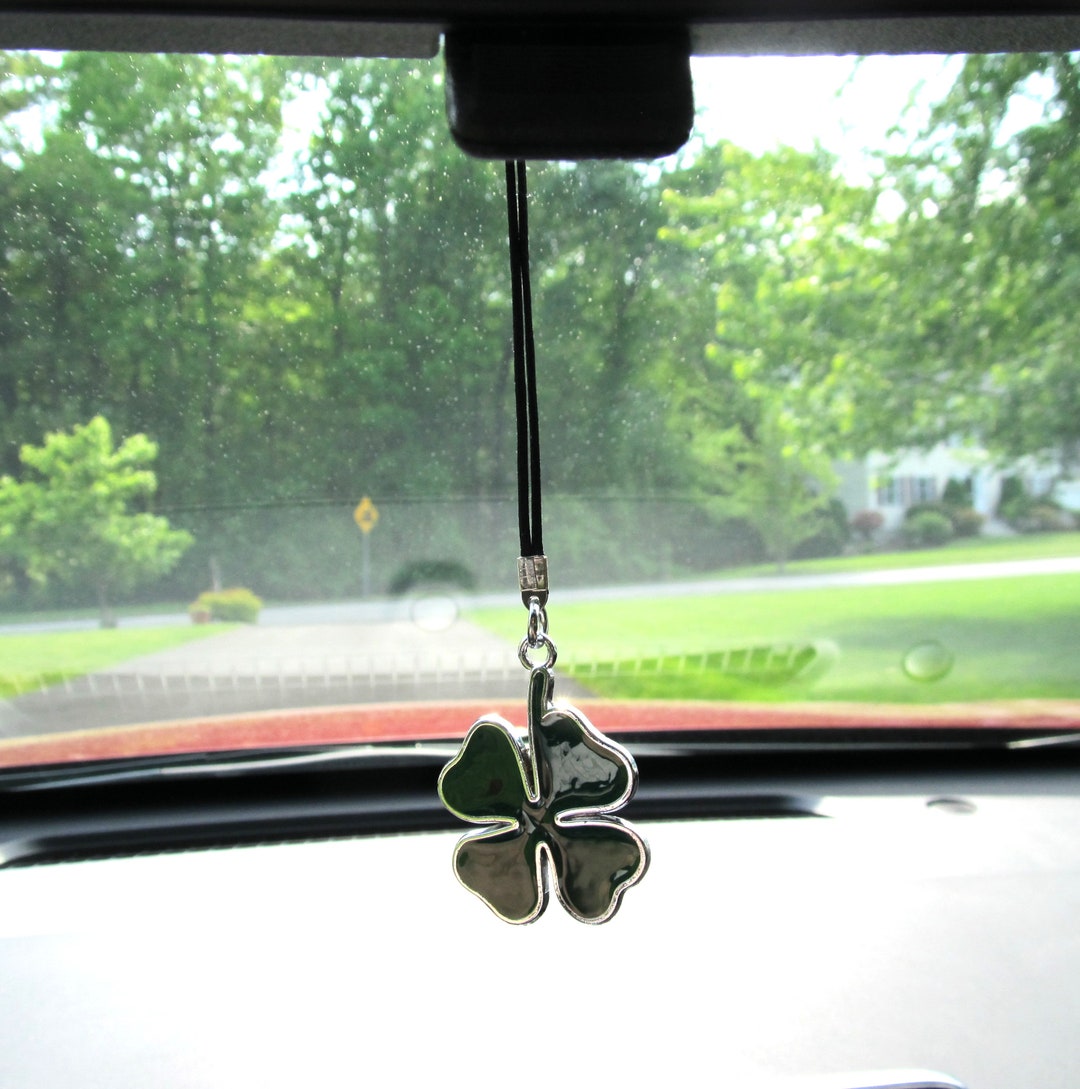 Shamrock Four Leaf Clover Rear View Mirror Dangle, Hang, Christmas Tree ...