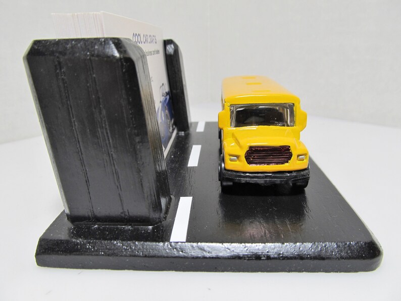 Yellow School Bus Business Card Holder "street Scene" Desk Display ...