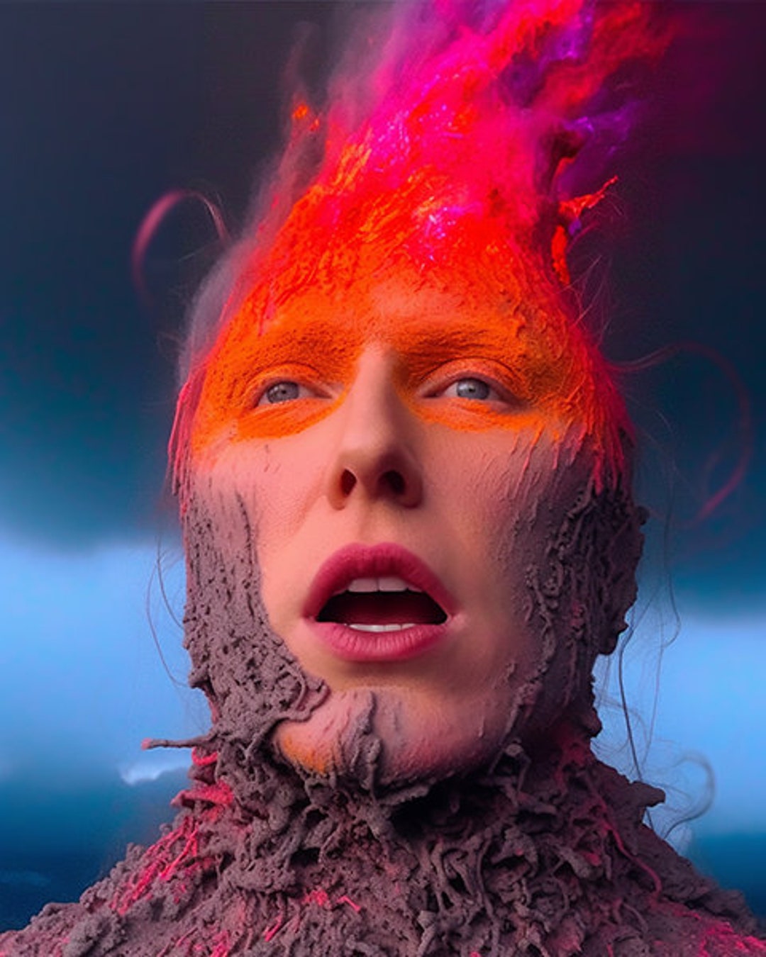 Human Volcano Ai-generated Abstract Portrait Digital Download - Etsy