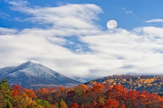 Full Moon Over Smoky Mountains Digital Download Fine Art | Etsy