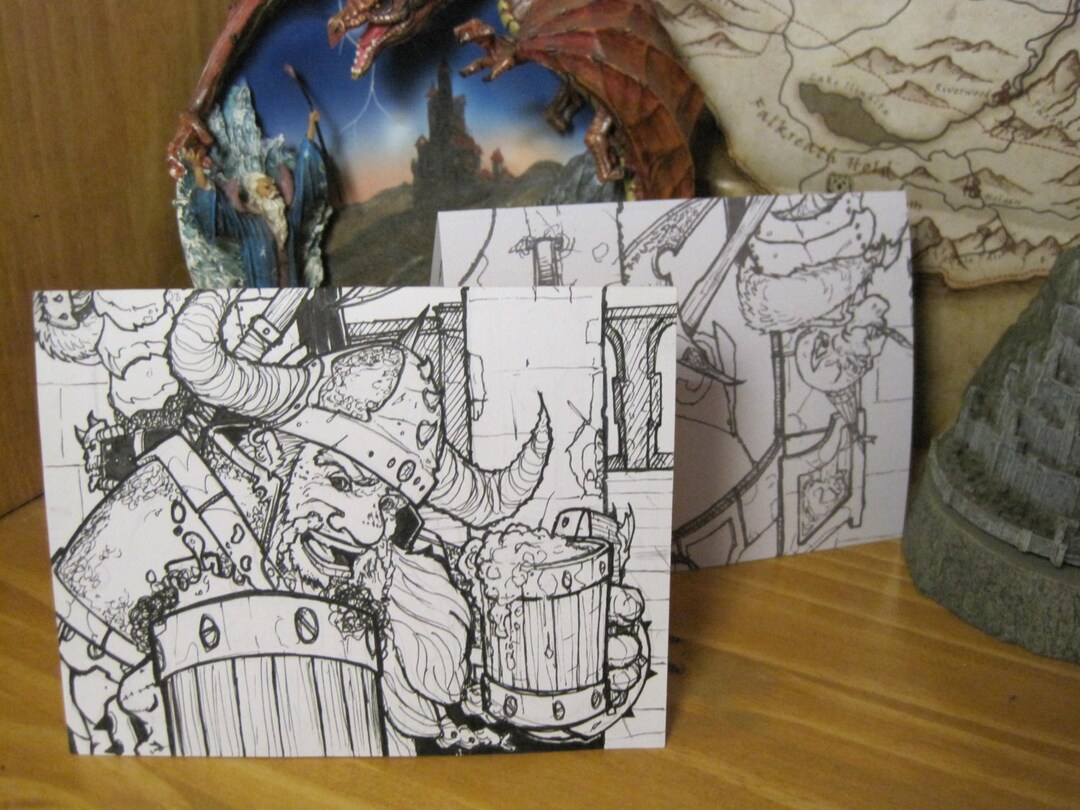 Dwarf and Orc Celebrating You Greeting Card Great for Hobbit or Fantasy ...