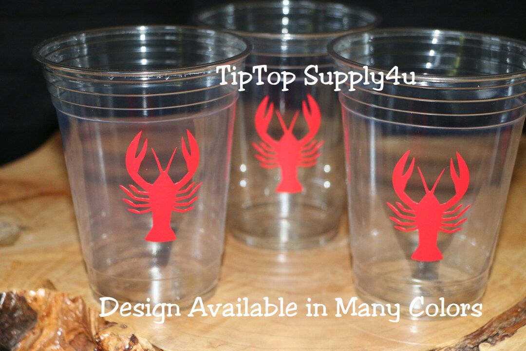 24+ Crawfish Clear Party Disposable Cups or 20+ Decals Crawfish Boil ...