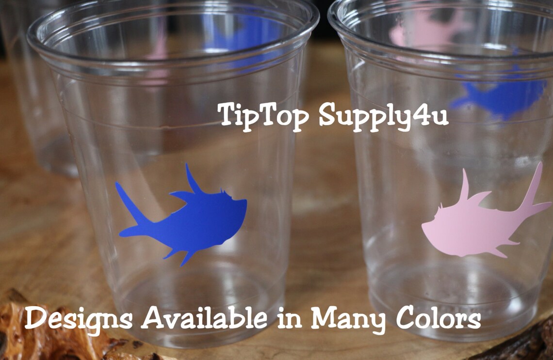 24+ One Fish 2 Fish Pink Fish Blue Fish.clear Plastic Cups or 20+ Vinyl ...