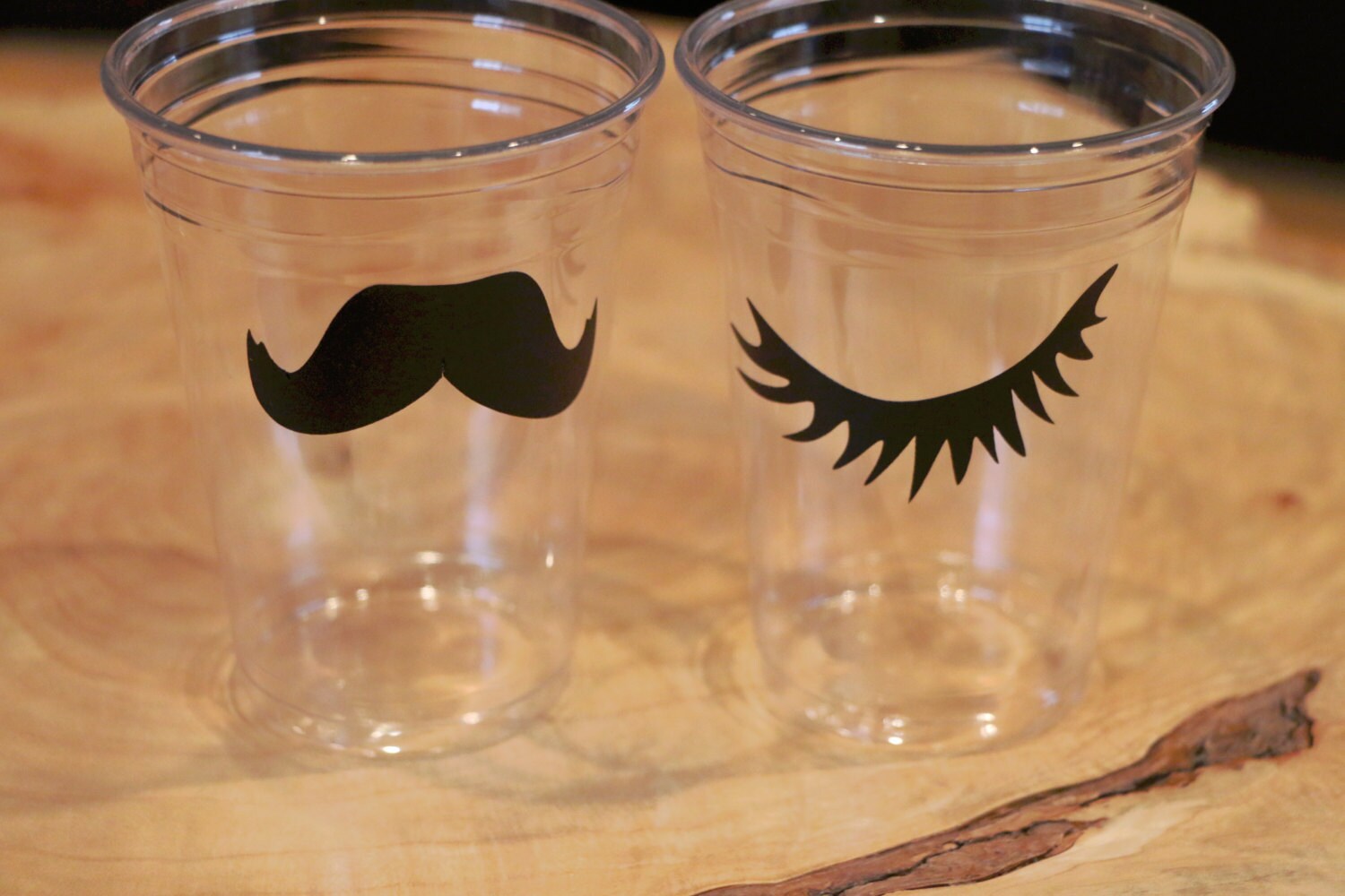 12 Eyelash + 12 Mustache Clear Cups or 20+ Vinyl Decals Only. Baby ...
