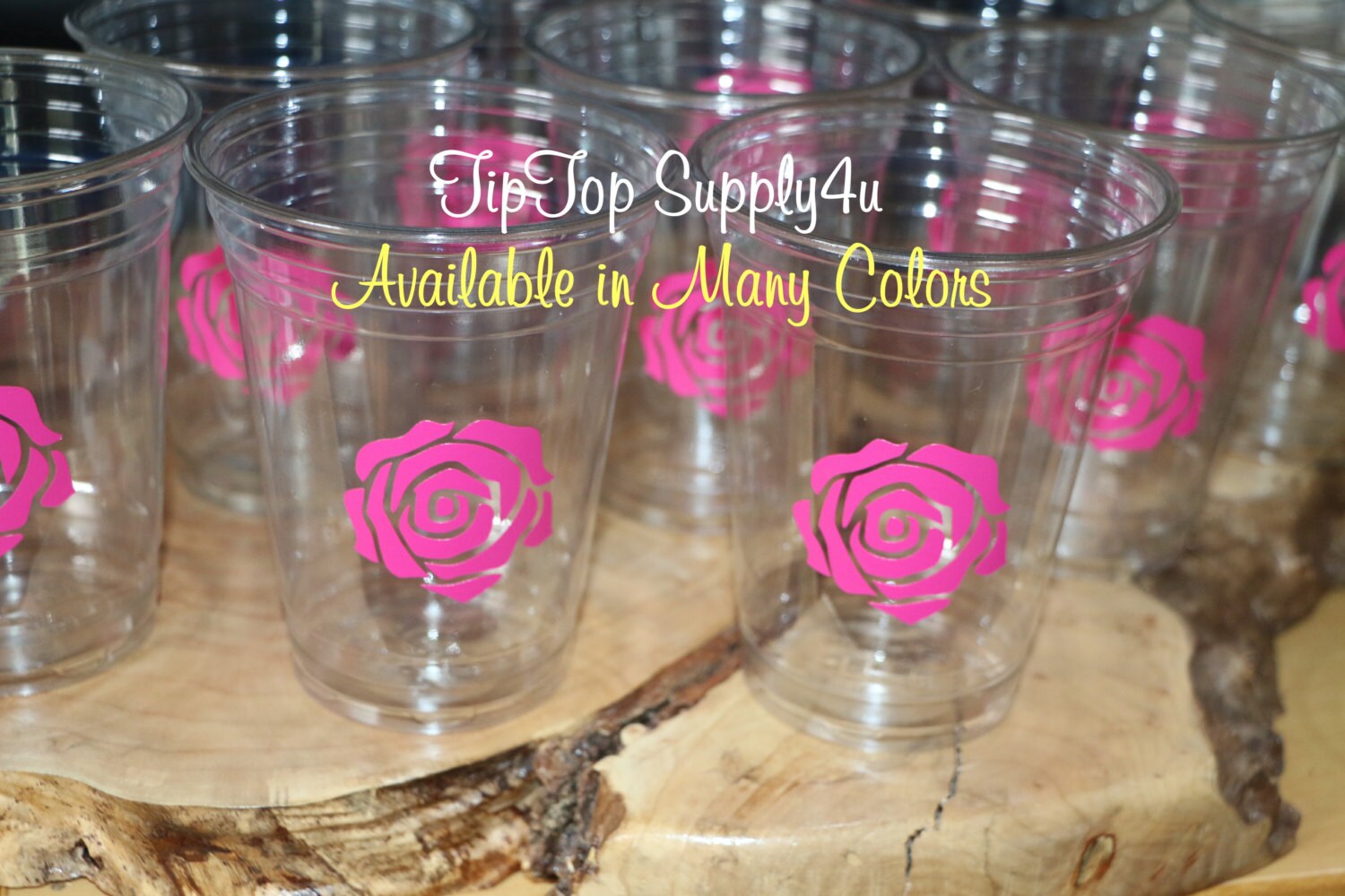 24 Rose Flower Clear Disposable Party Cups or 20 Vinyl | Etsy