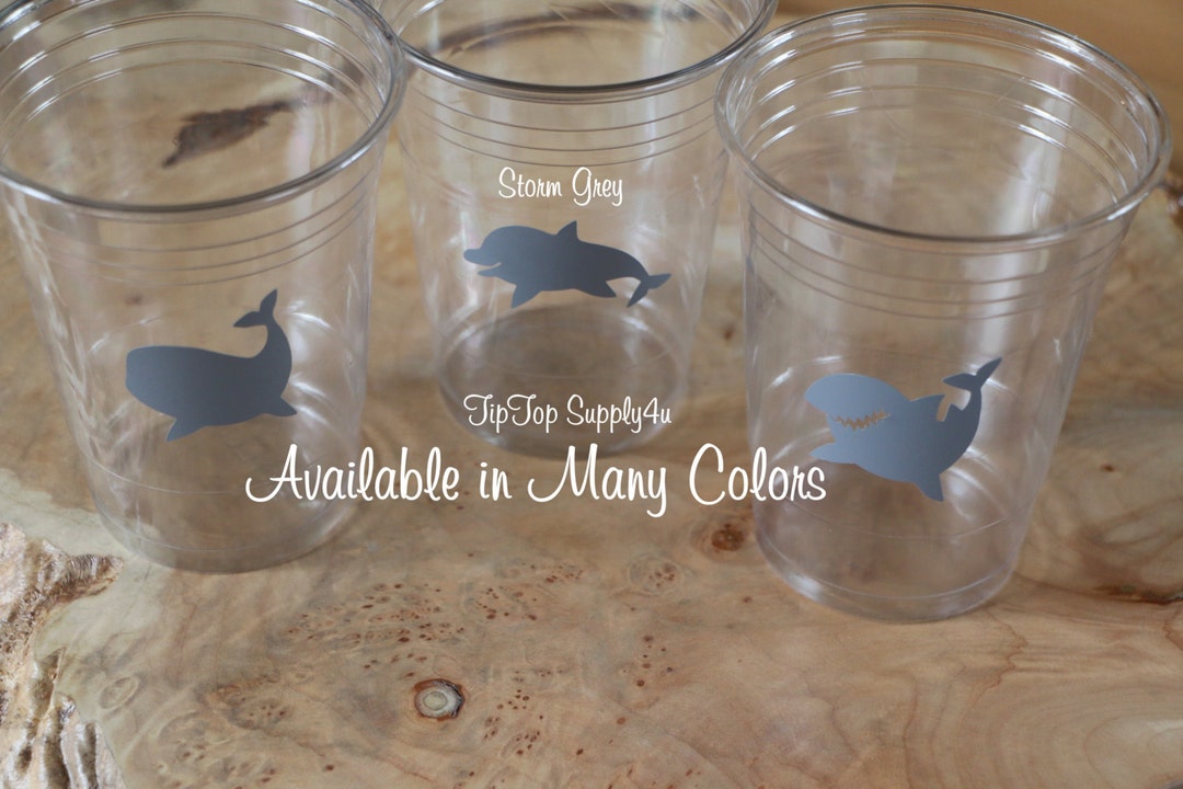 24+ Dolphin,shark, & Whale Clear Disposable Cups or 20+ Vinyl Decals ...