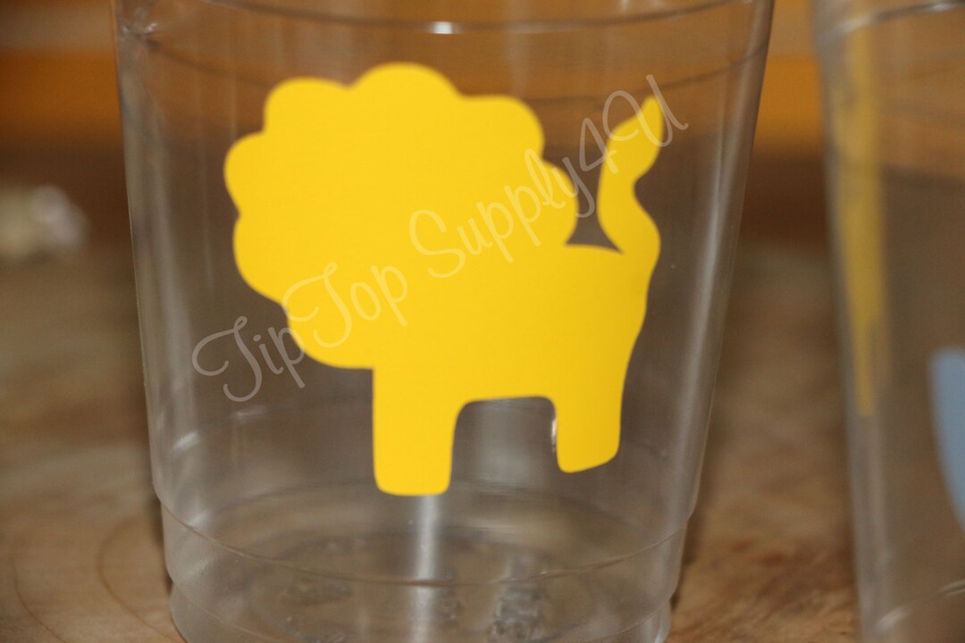 24+ Lion Clear Party Cups or 20+ Vinyl Decals. Lion Theme, Zoo, Safari ...