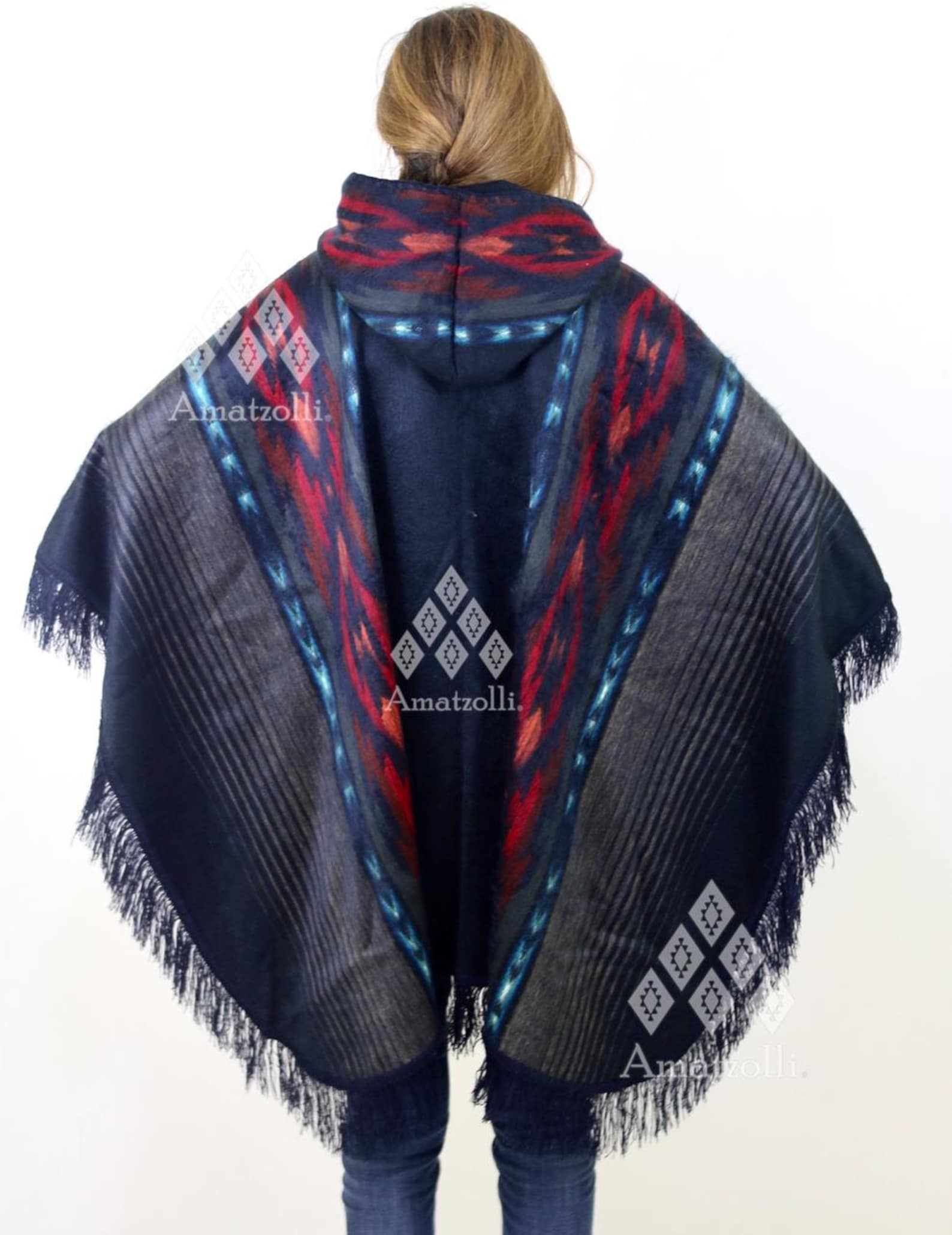 Poncho Jorongo Unisex With Mexican Hood Mod. Bat - Etsy