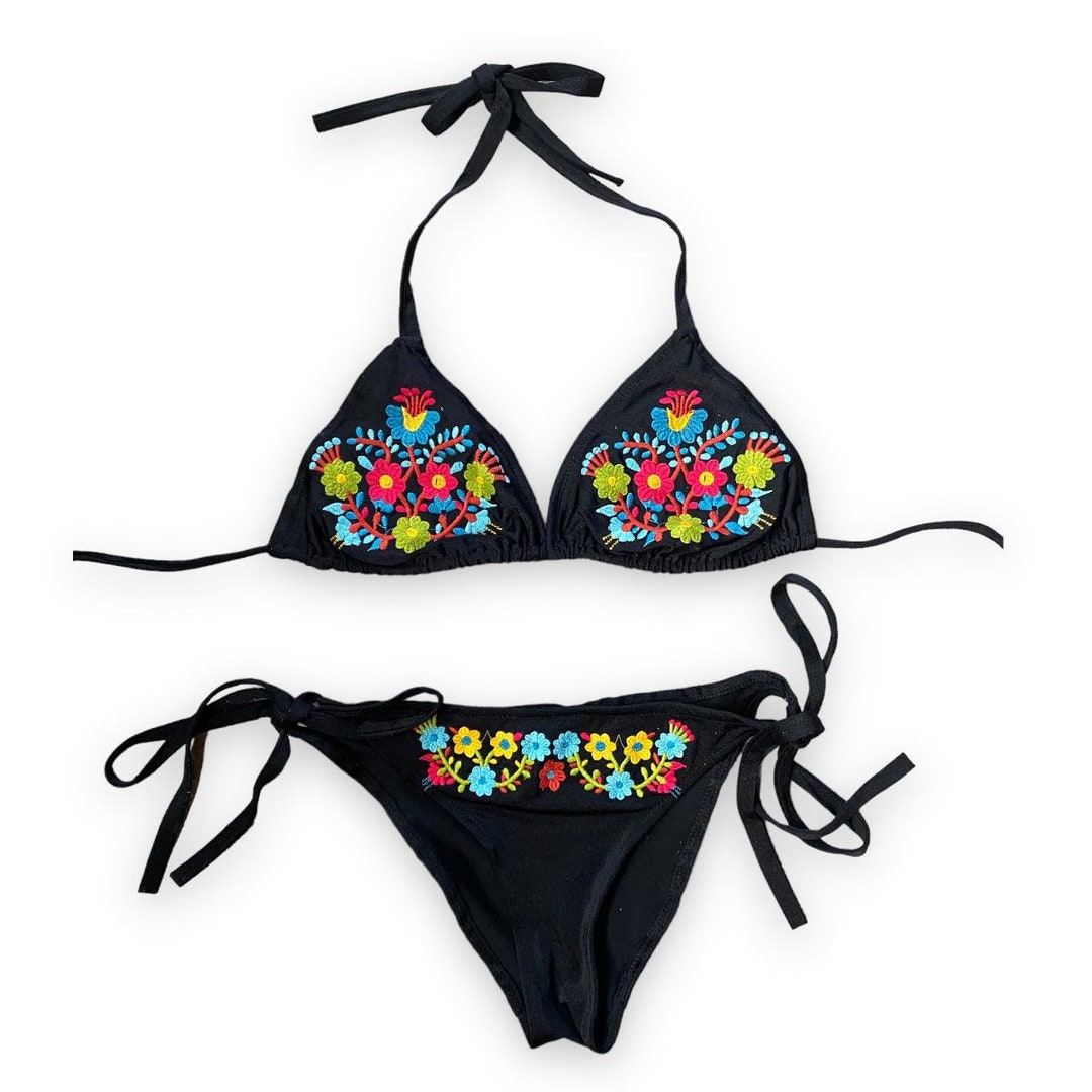 Mexican Handmade Bikini Embroidery Swimsuit Etsy
