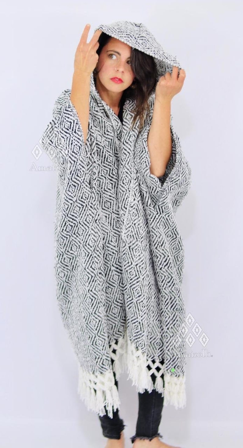 Mexican Craft Hooded Poncho - Etsy