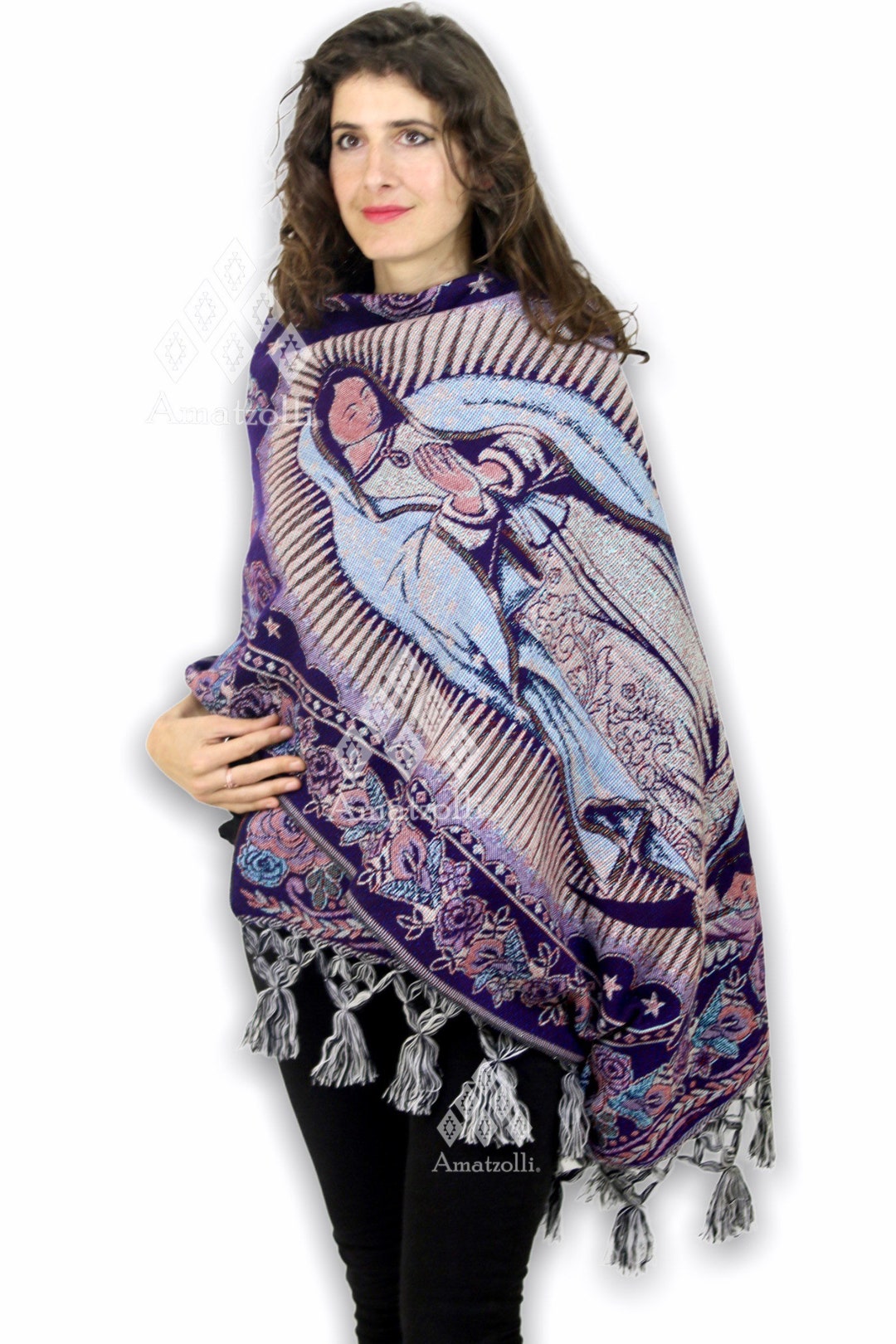 Rebozo Mexican Shawl Model Frida Virgen Arcoíris - Etsy
