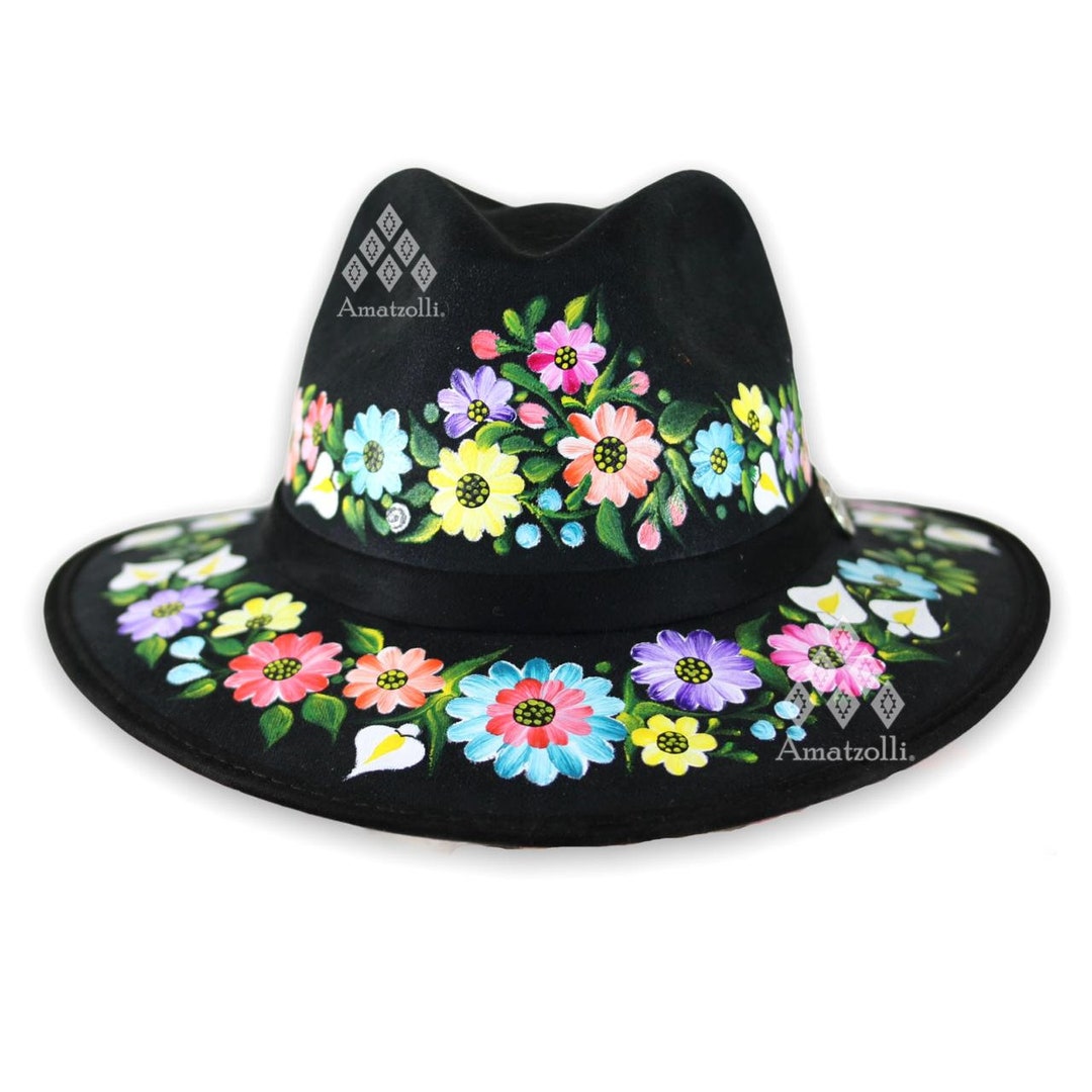 Mexican Handcrafted Suede Painted Hat Model Ramo - Etsy