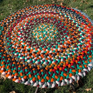Hand Braided Round Multi Colored Wool Rug 26.5 - Etsy