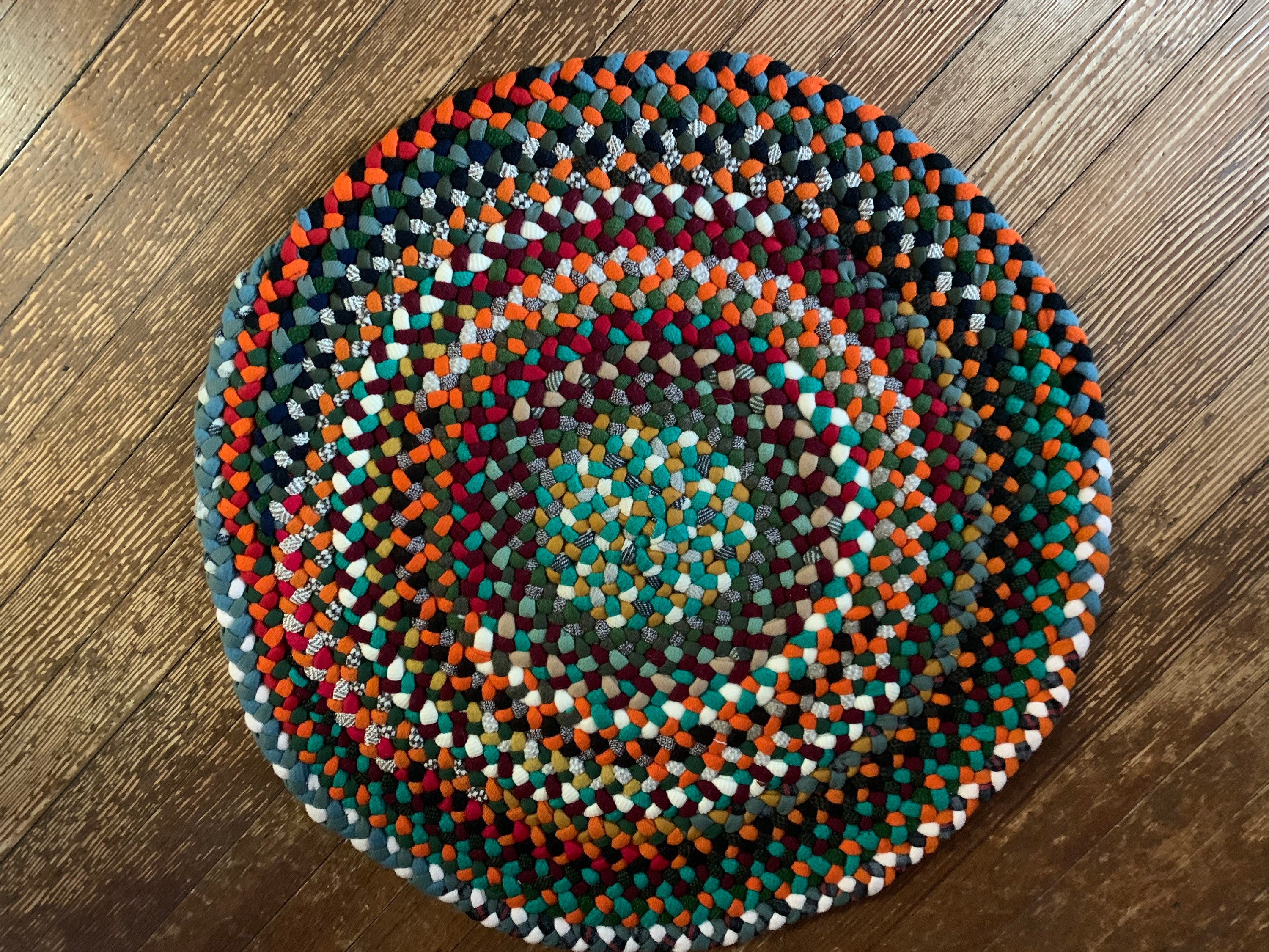 Hand Braided Round Multi Colored Wool Rug 26.5 - Etsy