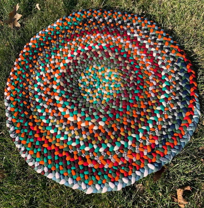 Hand Braided Round Multi Colored Wool Rug 26.5 - Etsy