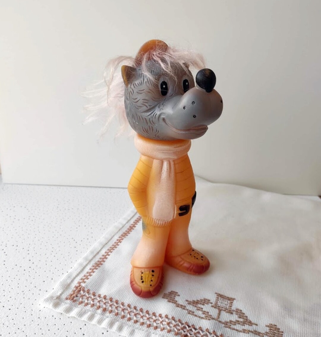 Soviet Rubber Wolf Vintage Figure Wolf Big Rubber Doll 22 Cm Wolf Toy ...