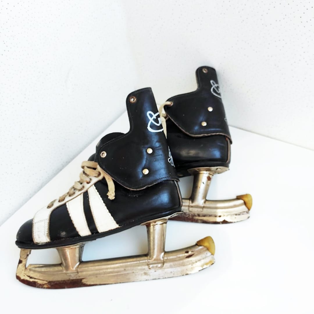 Ice Skates, Soviet Vintage Black Men's Skates, Rustic Hockey Skates ...