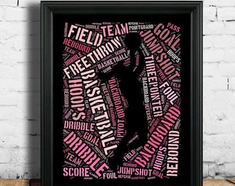 Girl Basketball Player Poster, Basketball Sports Printable Wall Art ...
