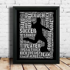 Soccer Decor, Word Art Poster Soccer Printable Wall Art, Home Decor ...