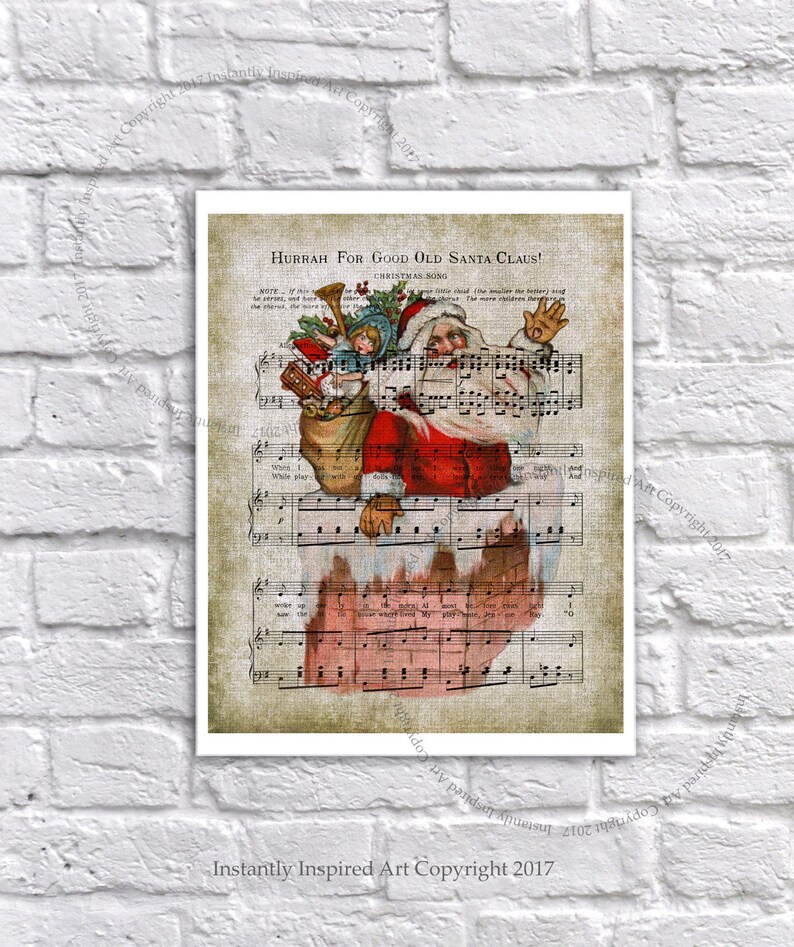Vintage Santa Claus Song Sheet Music Christmas Wall Decor - Christmas ...