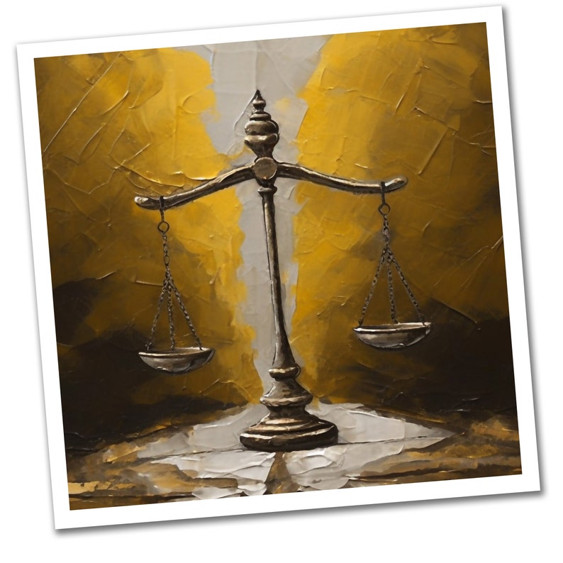 Scales of Justice Abstract Oil Painting Style in Warm Neutral Lawyer ...