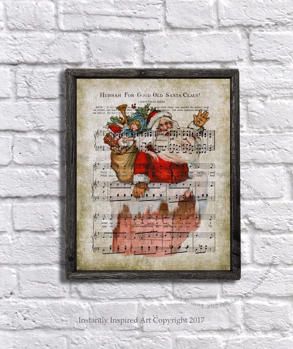 Vintage Santa Claus Song Sheet Music Christmas Wall Decor - Christmas ...