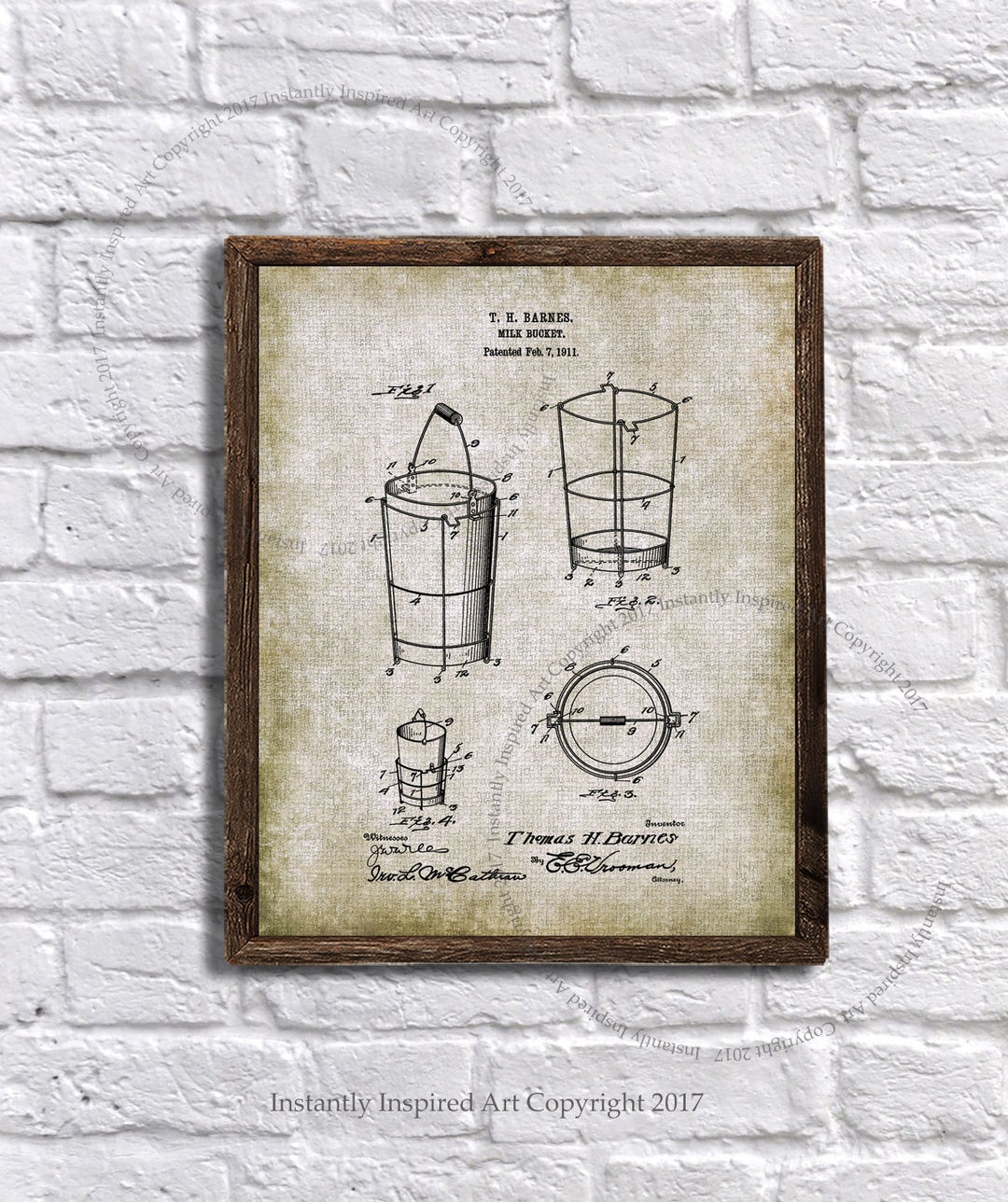 Vintage Milking Bucket Farm Decor Wall Art Printable JPG Image File ...