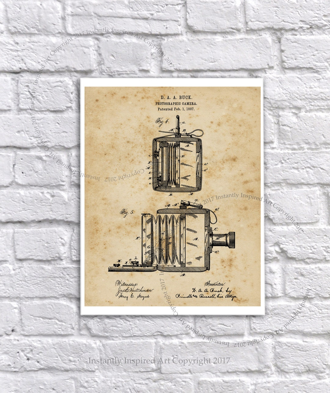 Photography Poster 1887 Era Camera Design, 8x10" Camera Patent Print #3 ...