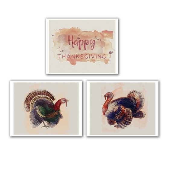 Thanksgiving Turkey Wall Art Set of 3 Printable Digital - Etsy
