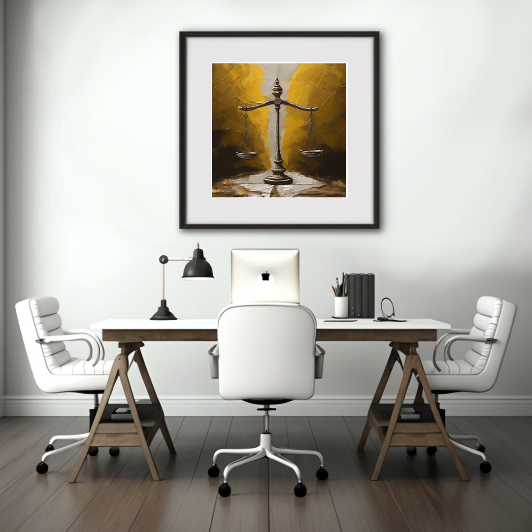 Scales of Justice Abstract Oil Painting Style in Warm Neutral Lawyer ...