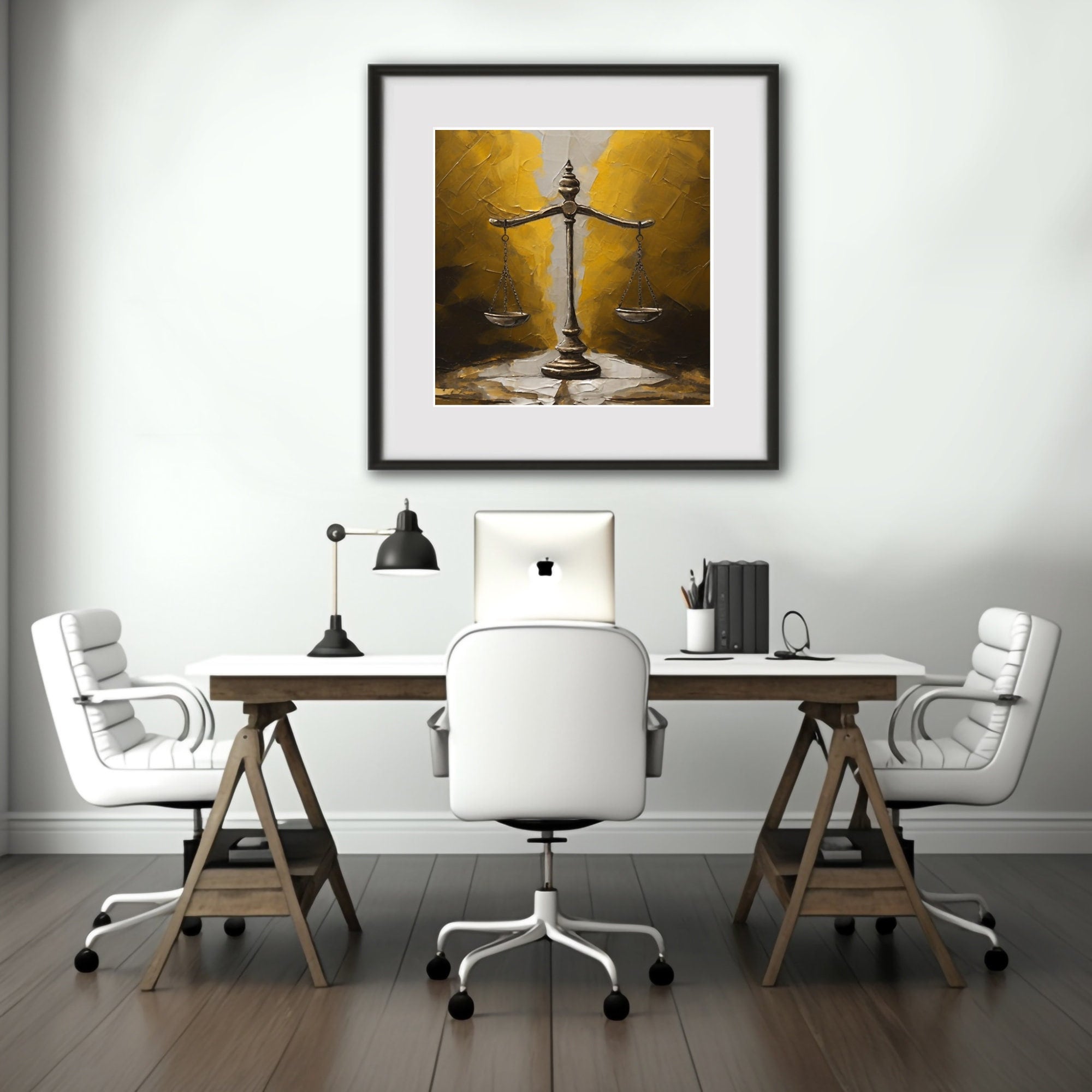 Scales of Justice Abstract Oil Painting Style in Warm Neutral Lawyer ...