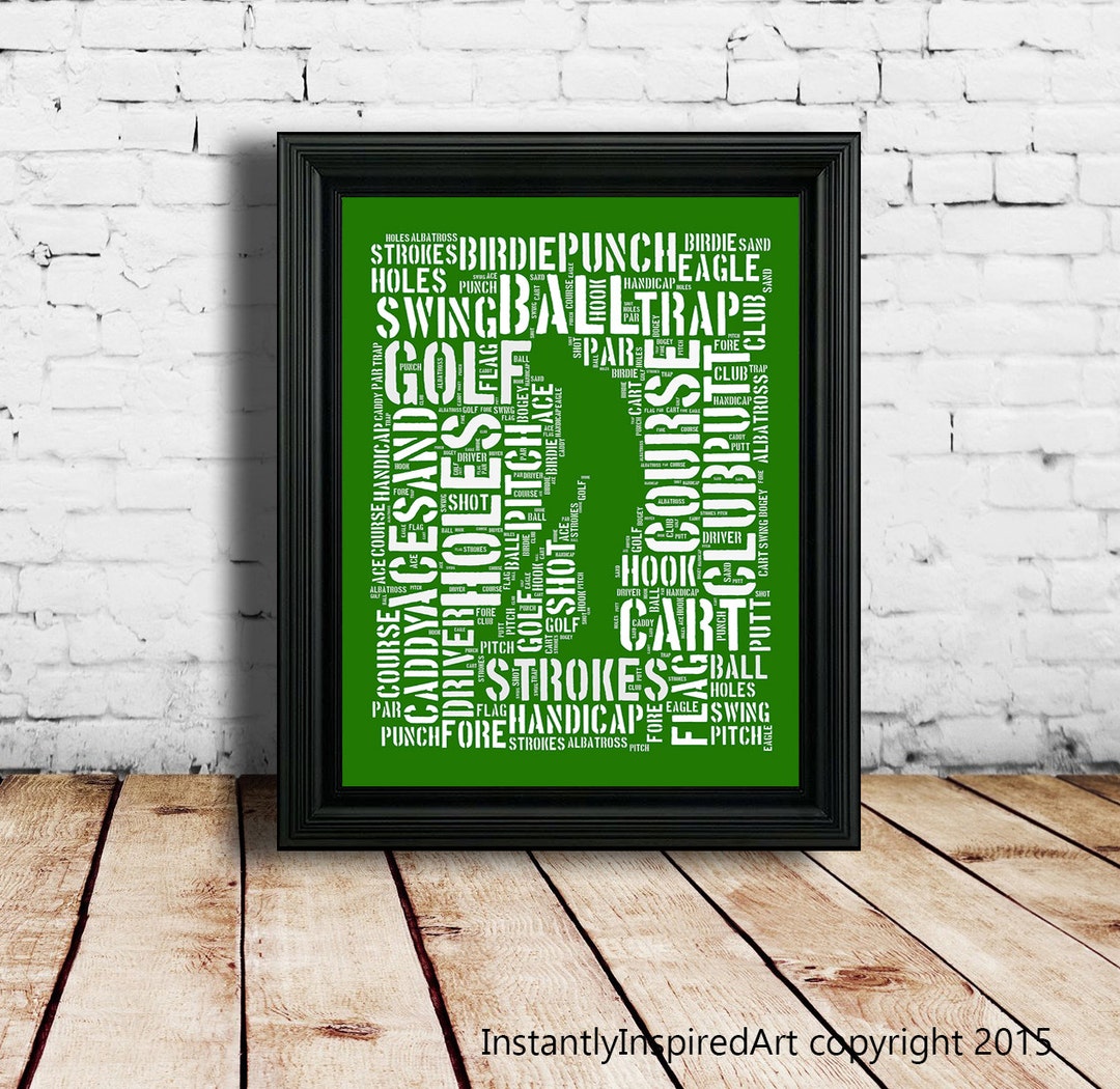 Golf Word Art Poster Golfer Printable Green Wall Art, Home Decor ...
