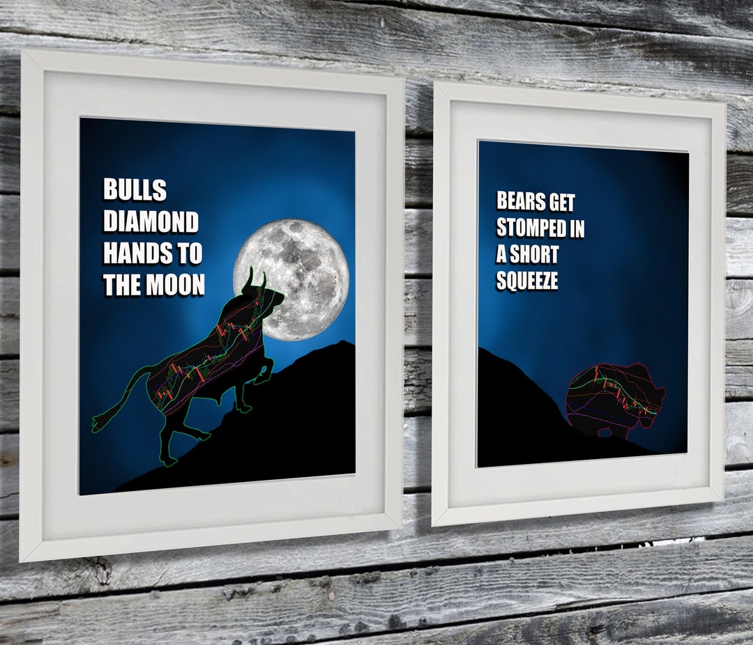 Wall Street Art, Stock Market Art, Bull and Bear Stock Market Day ...