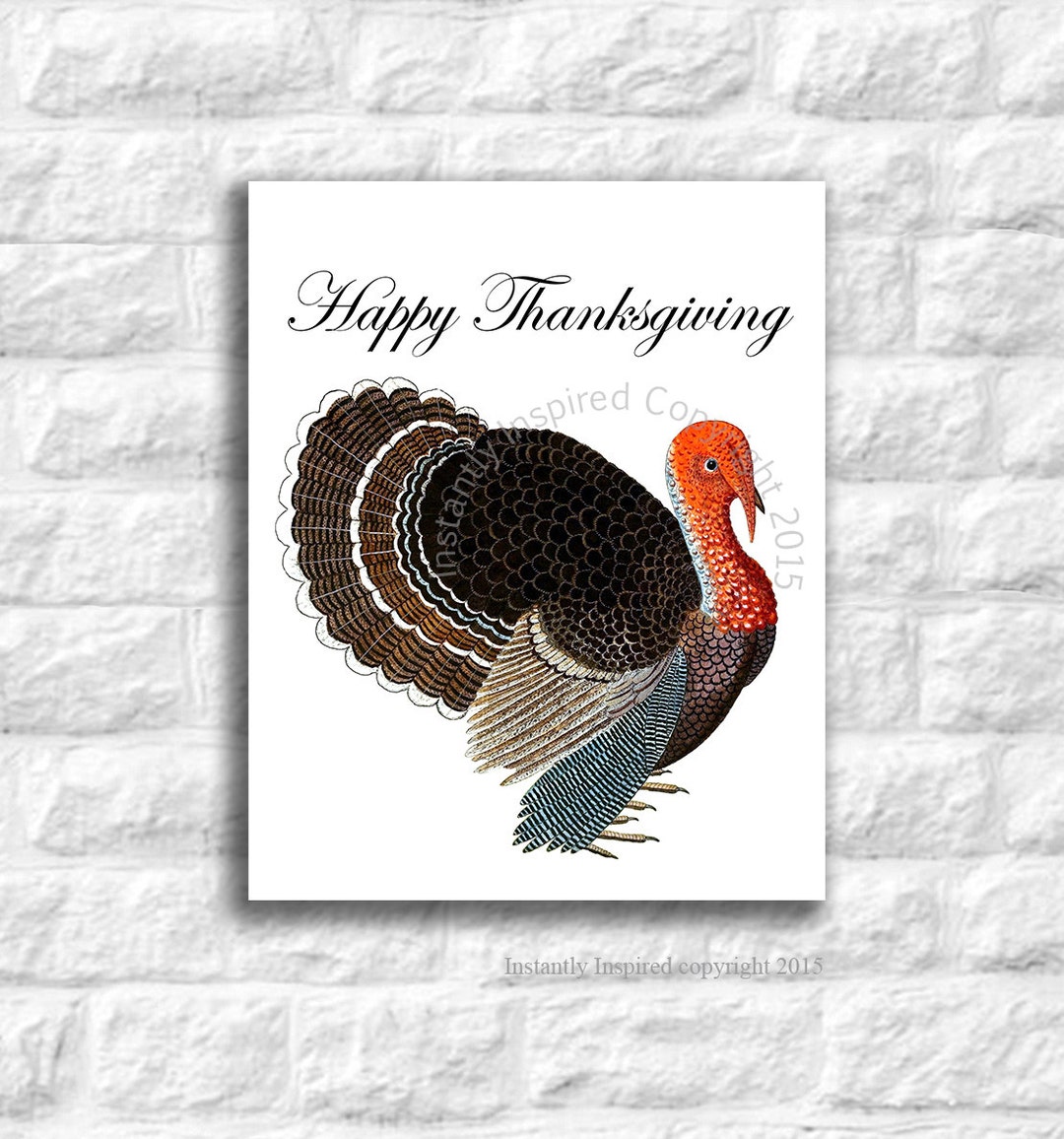 Happy Thanksgiving Decor, Turkey Poster Printable 8x10" Jpg File ...