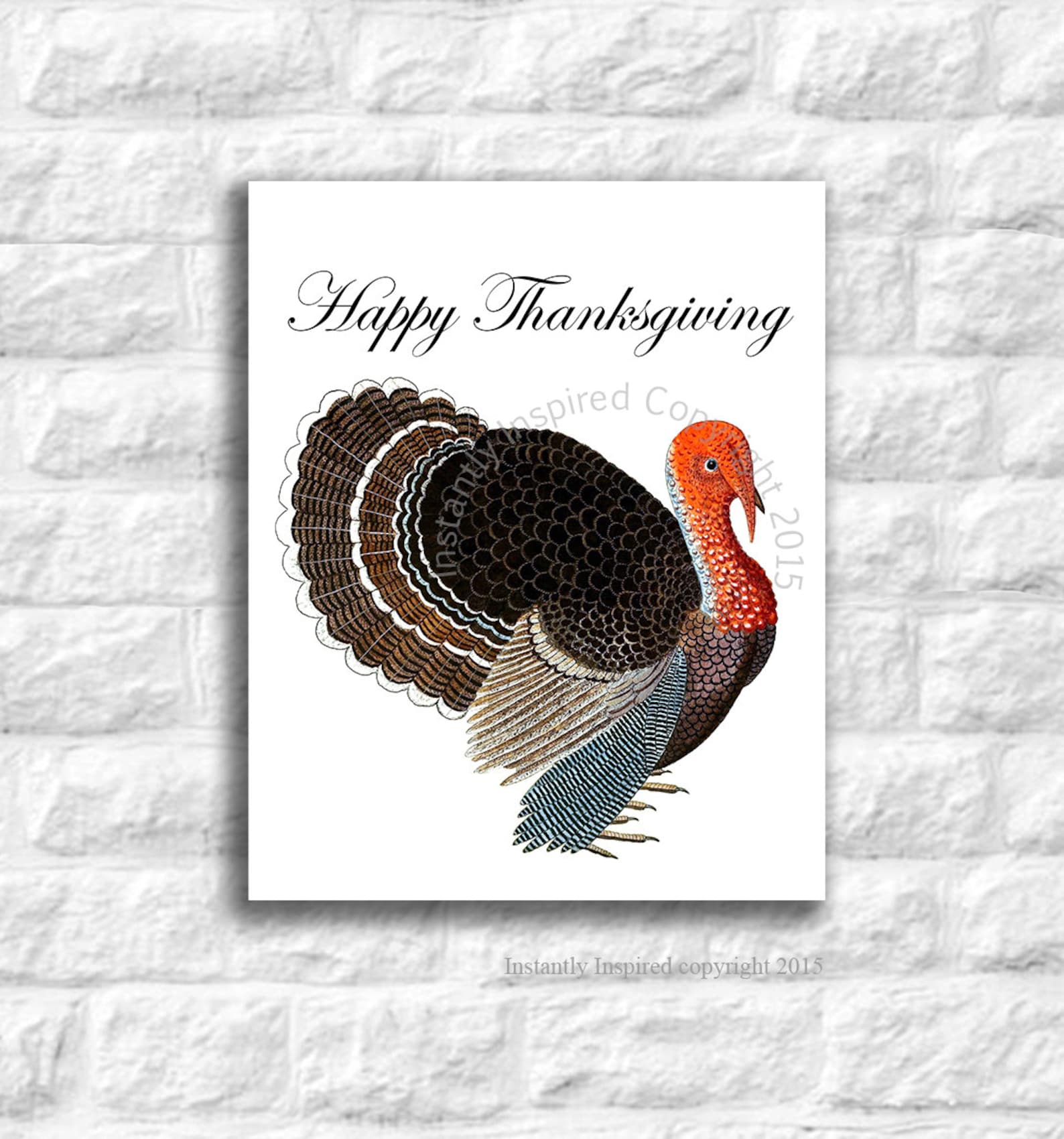 Happy Thanksgiving Decor, Turkey Poster Printable 8x10" Jpg File ...