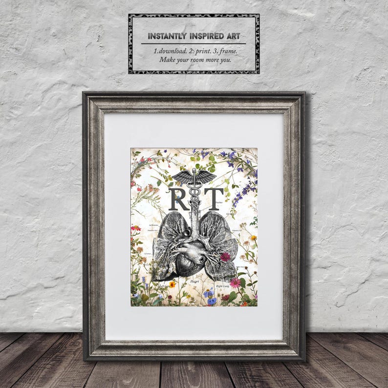 RT Caduceus Lungs Anatomy Medical Art - Instant Download - Respiratory ...