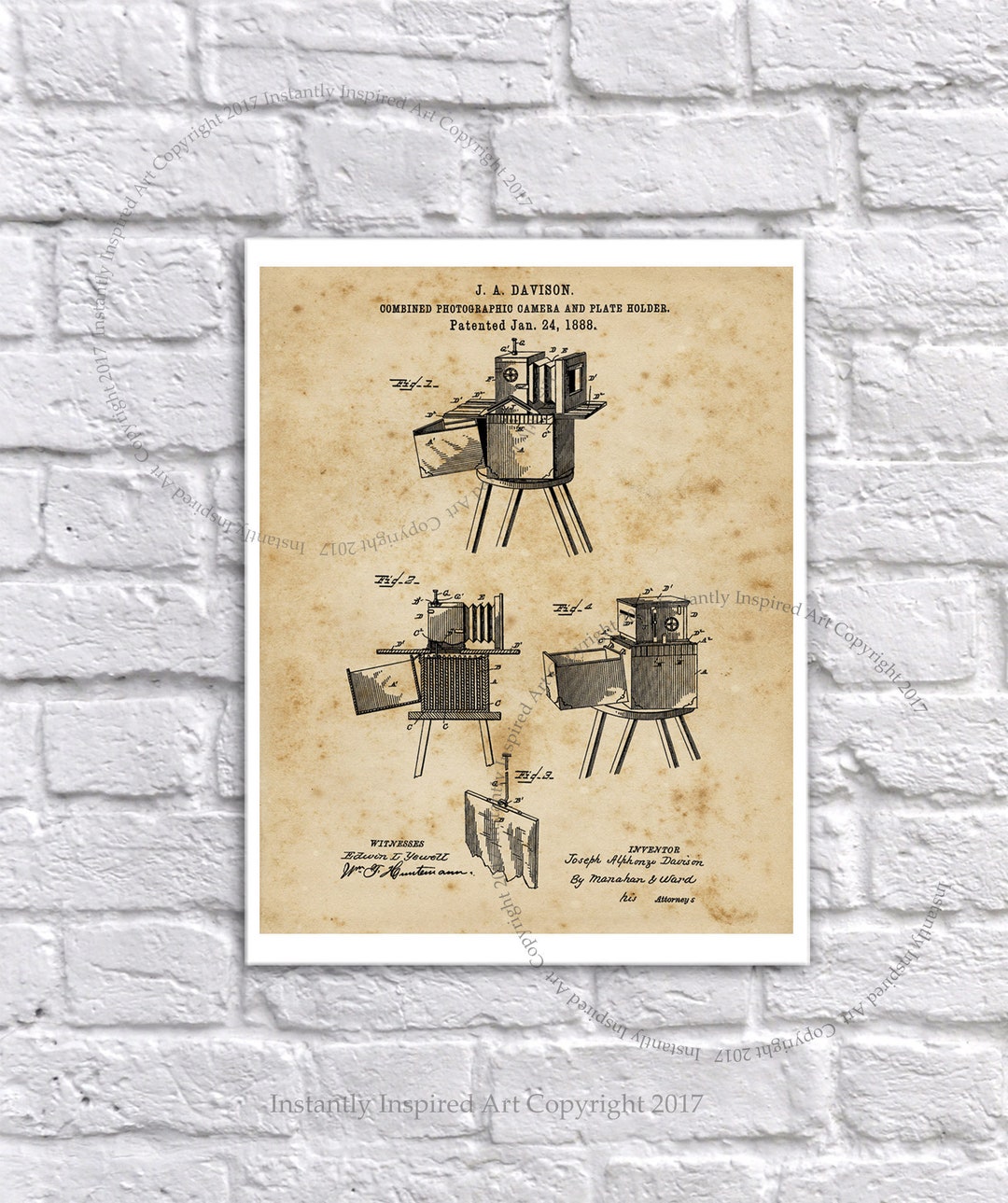 Photographic Camera Patent 1888 Era Camera Design, 8x10" Camera Patent ...