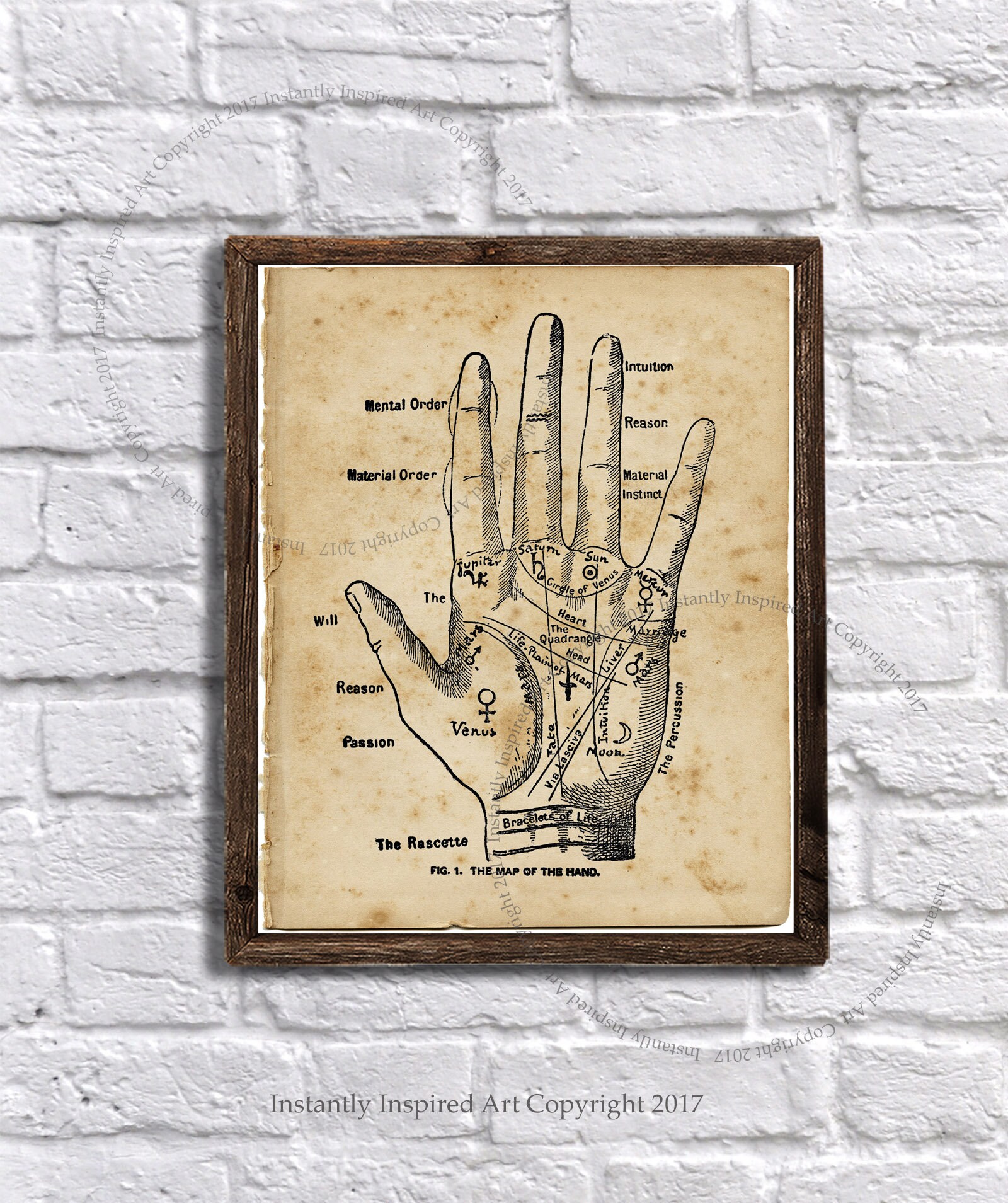Palmistry Hand Art Print, 8x10" Palmistry Printable Instant Download ...