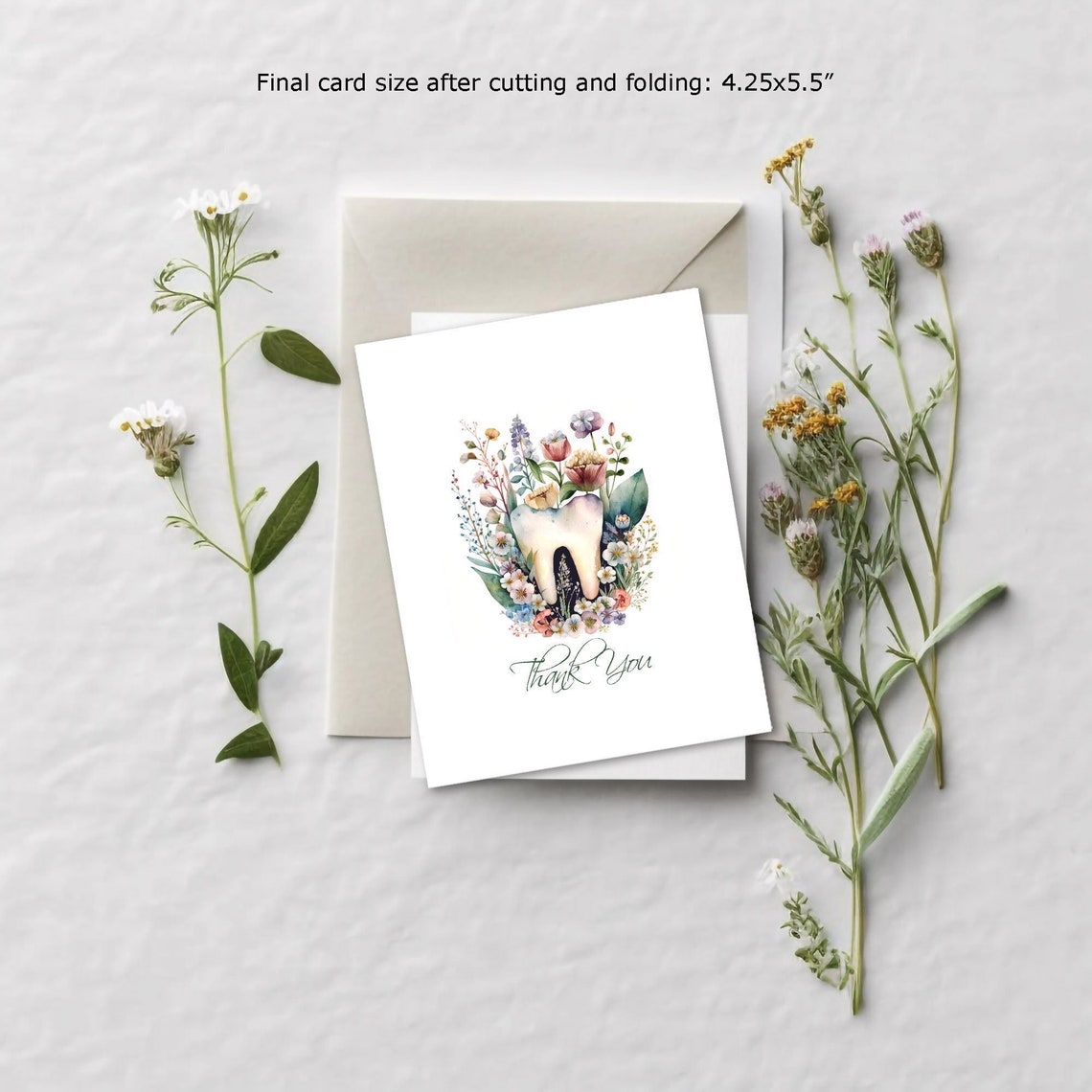 Dentist Thank You Card and Printable Wall Art Digital Files Tooth With ...