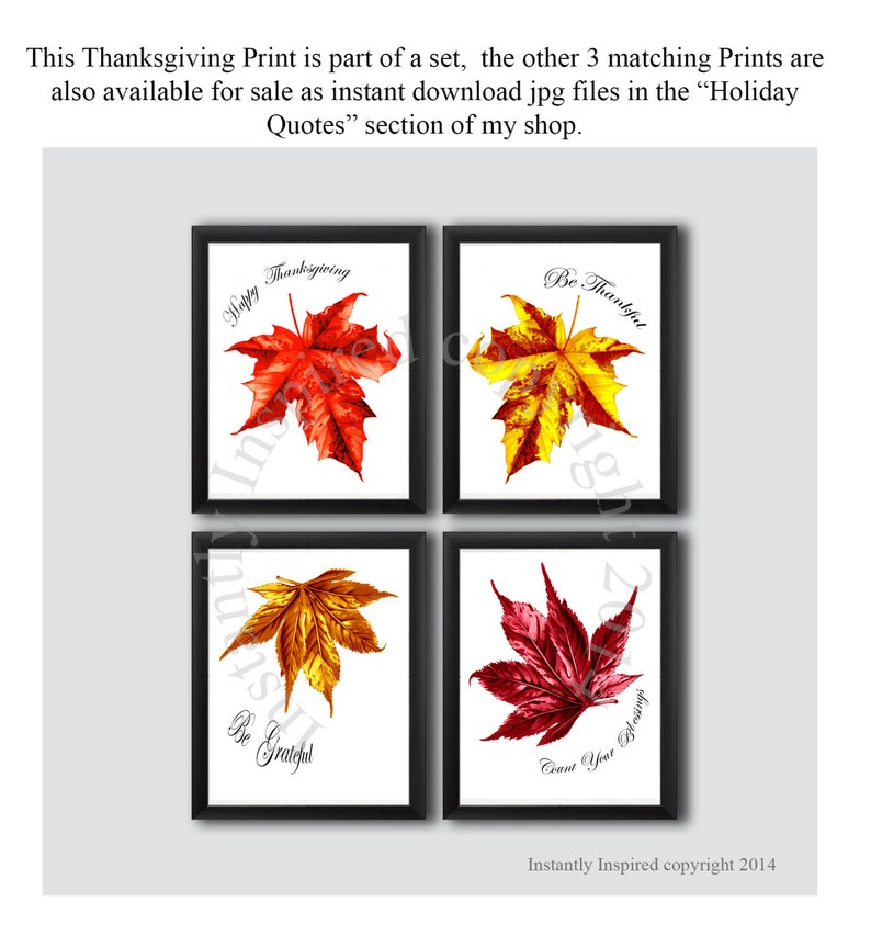 Happy Thanksgiving Decor, Red Maple Leaf Printable 8x10" Jpg File ...
