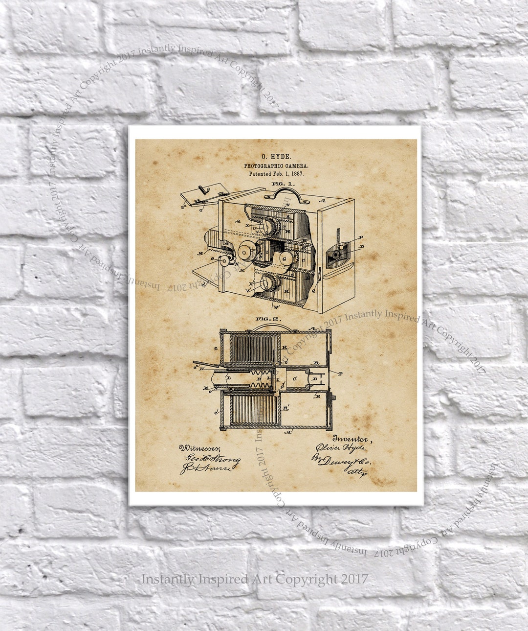 Photographic Camera Poster 1887 Era Camera Design, 8x10" Camera Patent ...