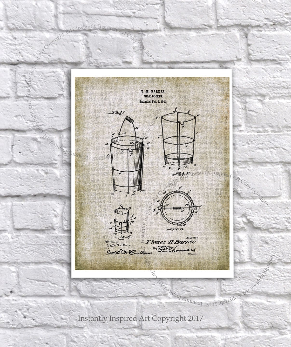 Vintage Milking Bucket Farm Decor Wall Art Printable JPG Image File ...