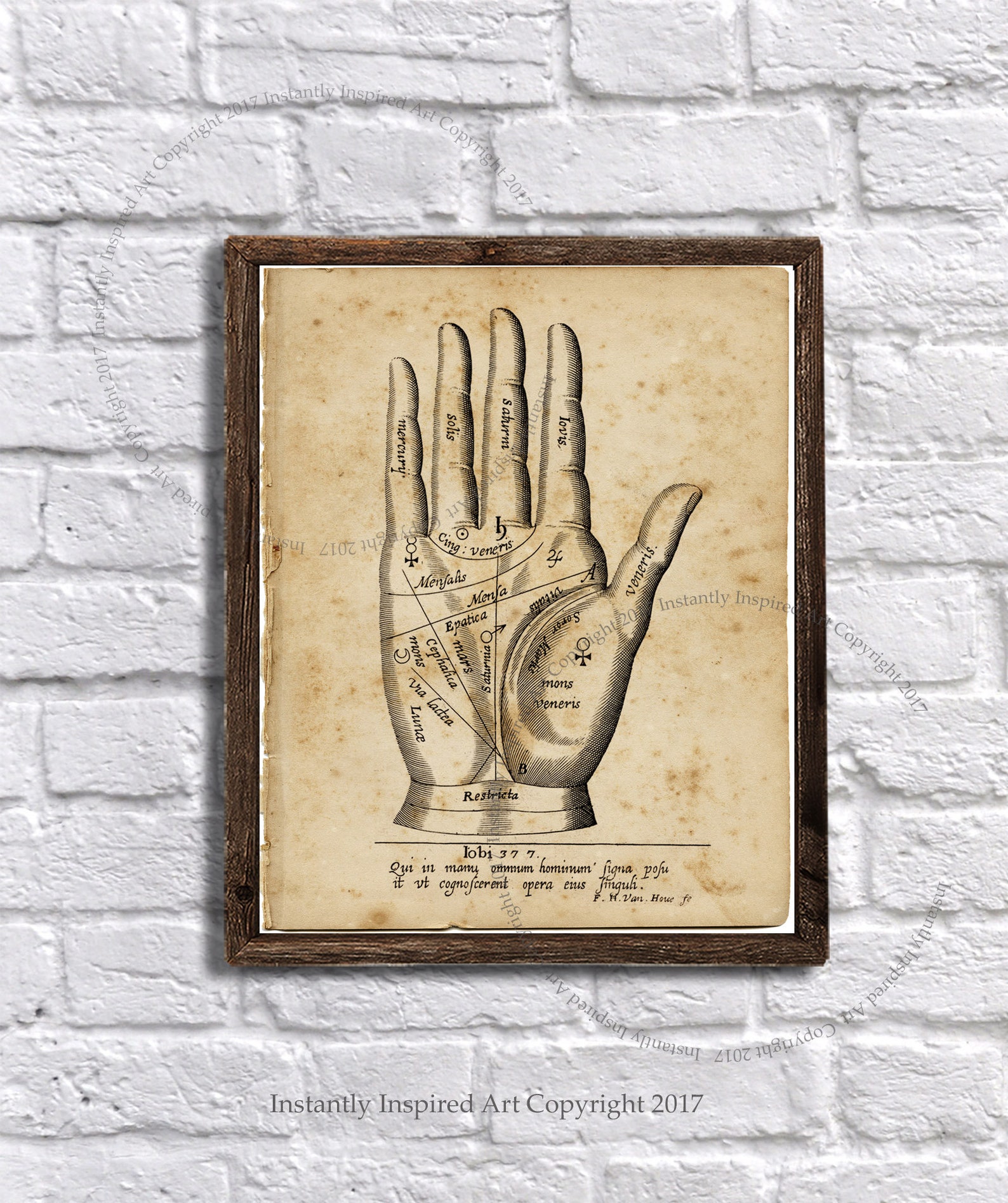 Palmistry Chart Art Print, 8x10" Palmistry Printable Instant Download ...