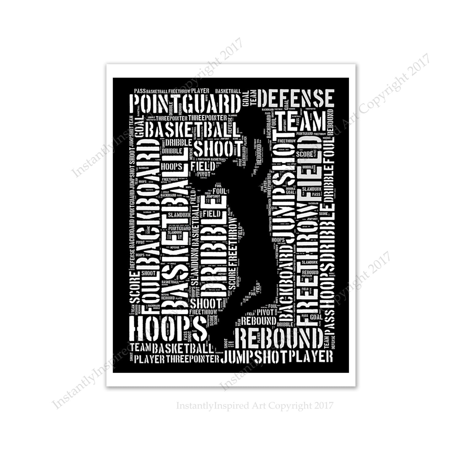 Girl Basketball Player Poster, Basketball Sports Printable Wall Art ...