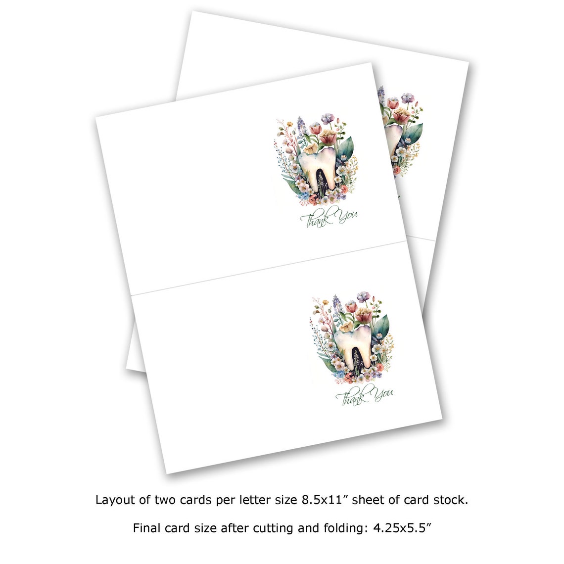 Dentist Thank You Card and Printable Wall Art Digital Files Tooth With ...