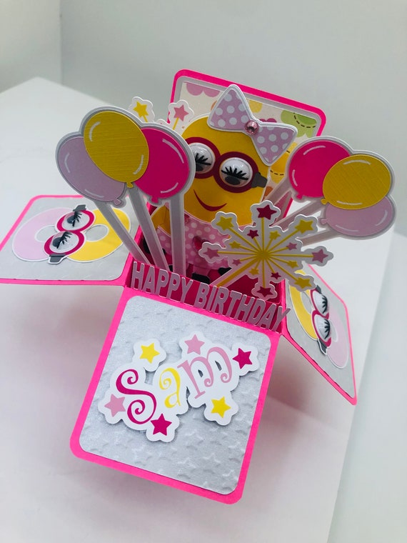 Minion Girl Birthday Pop up Card | Etsy
