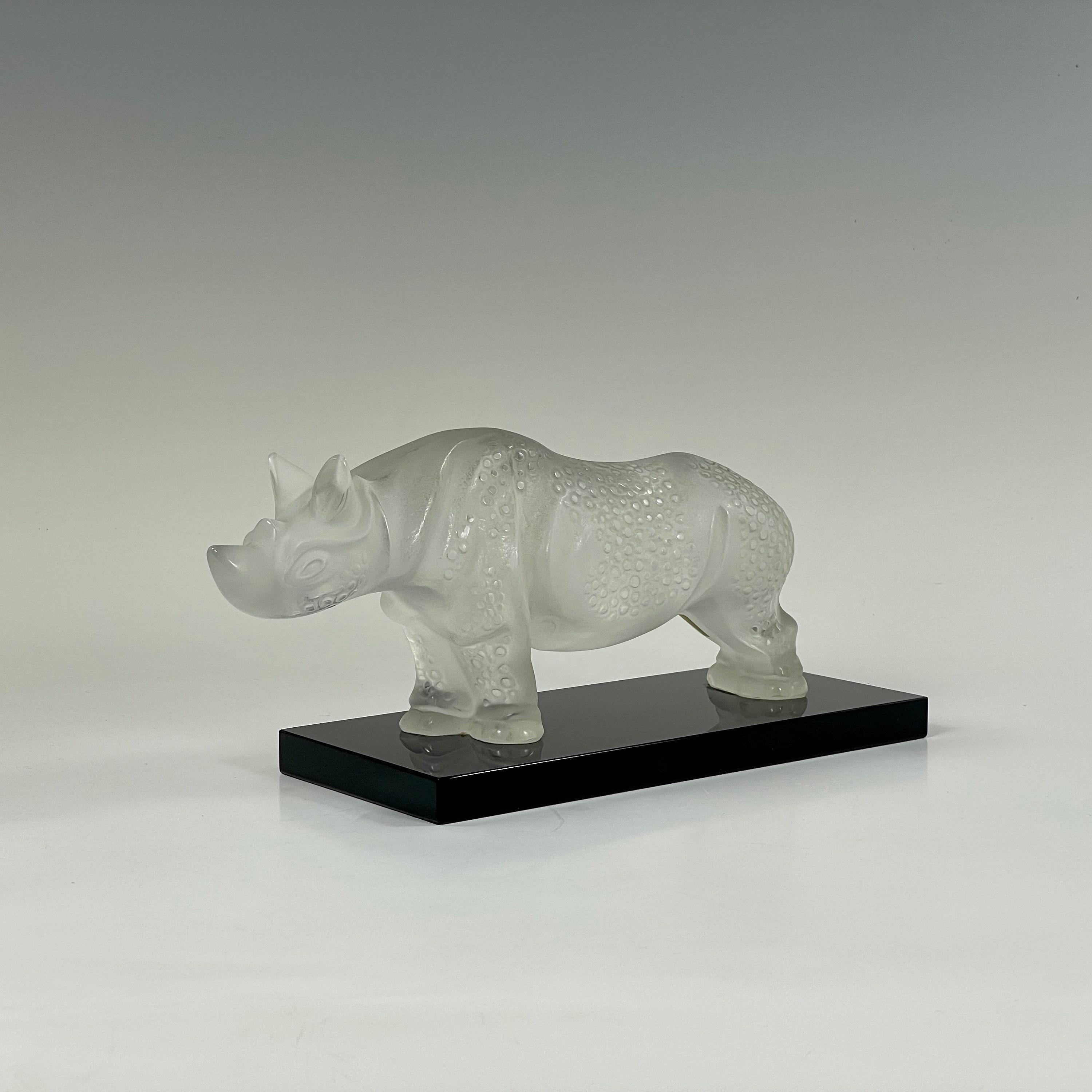 Lalique Frosted Crystal Rhinoceros Figurine - Etsy