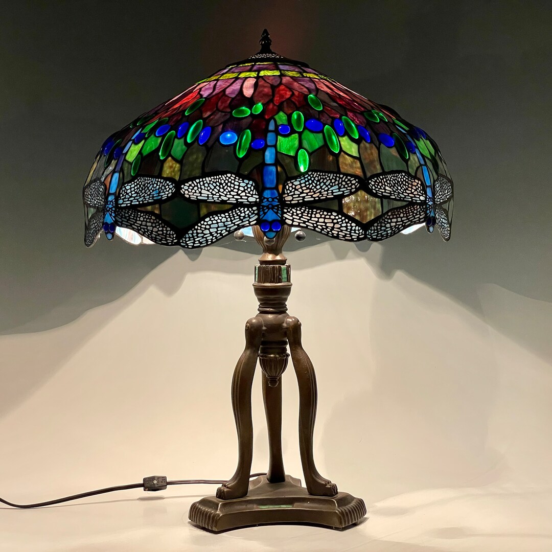 Vintage Dragon Fly Lamp, Heavy Bronze Base - Etsy