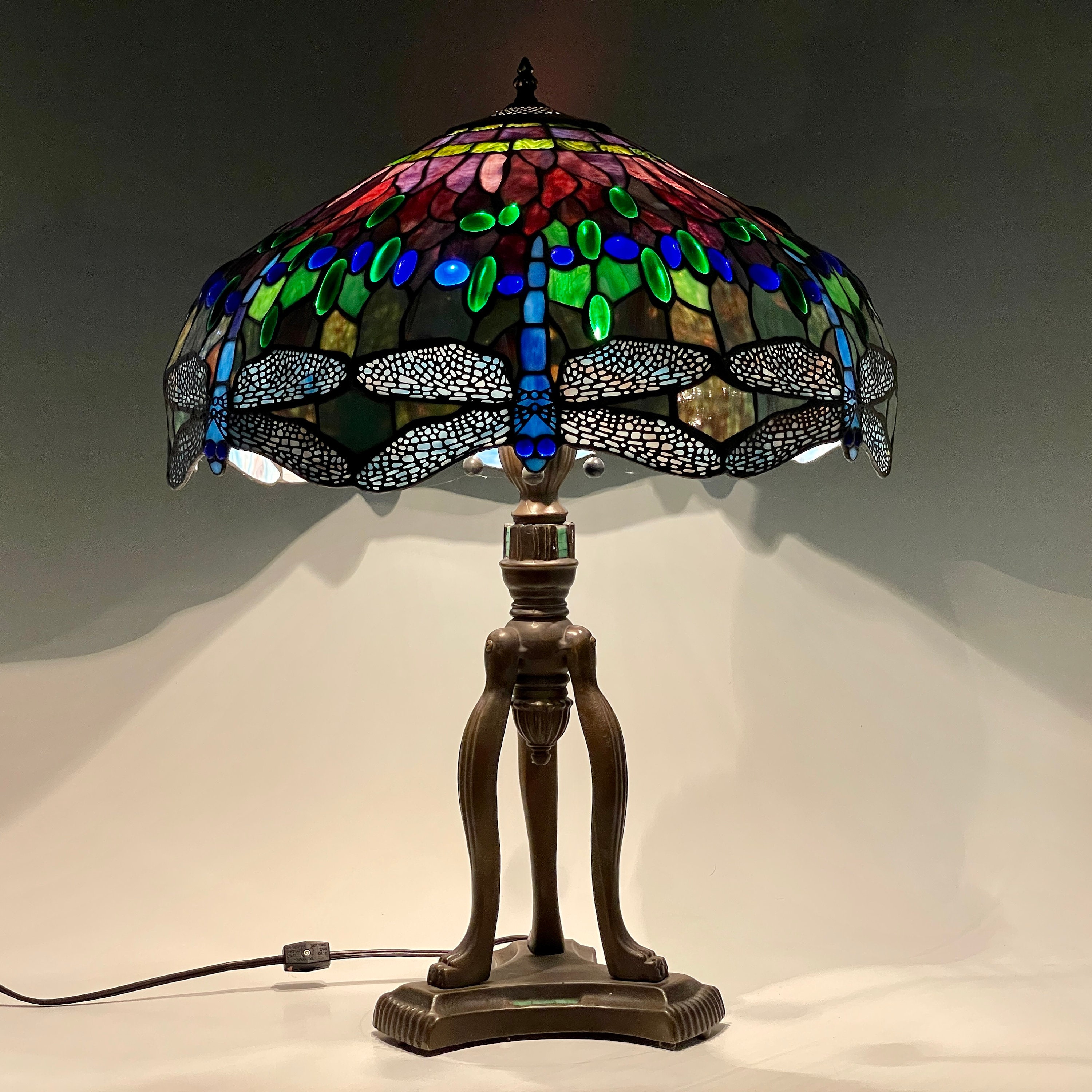 Vintage Dragon Fly Lamp, Heavy Bronze Base - Etsy