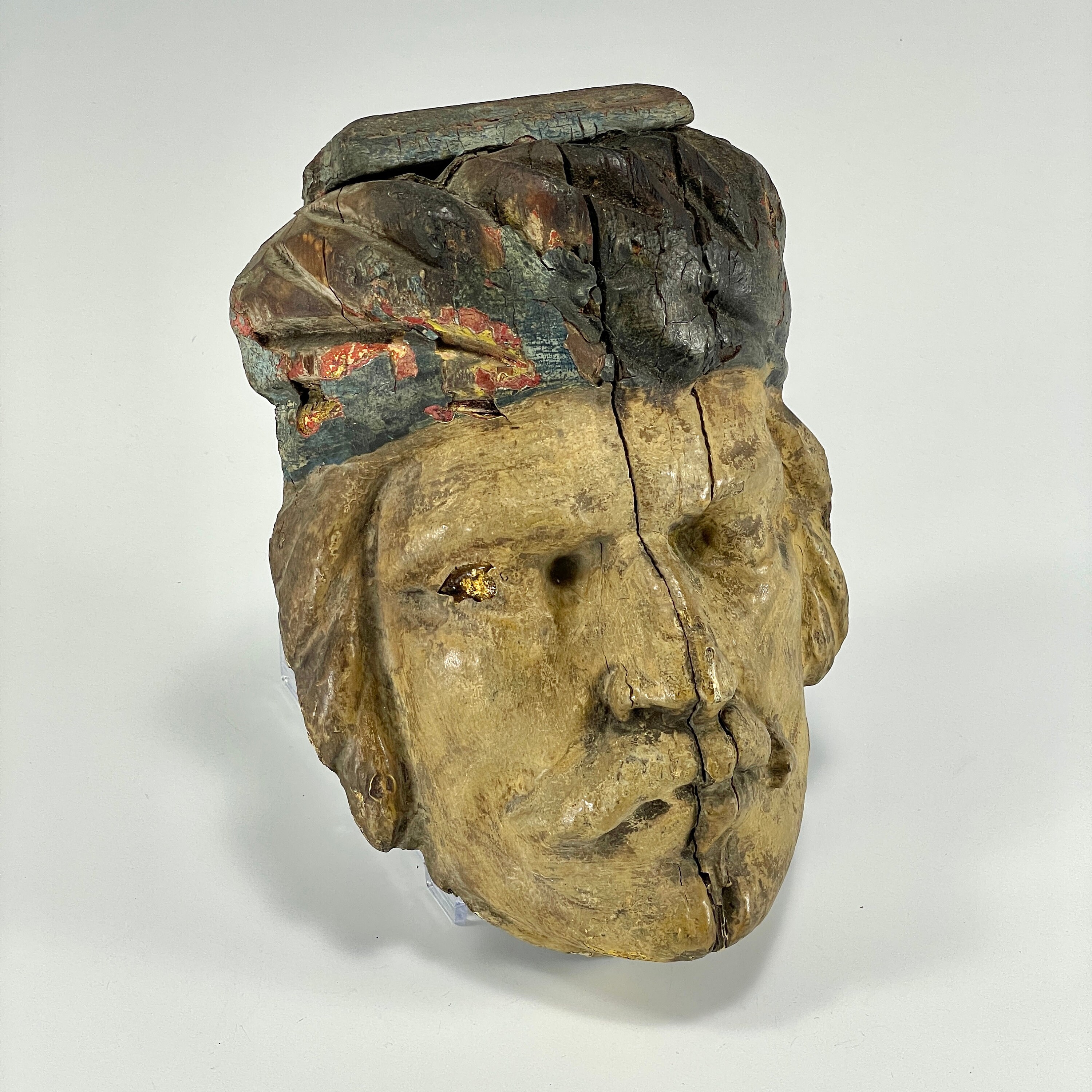 Antique Wood Mask of Chief With Gold Eye - Etsy